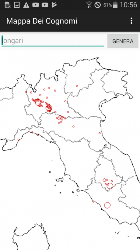 Mappa Dei Cognomi mostra la distribuzione geografica dei cognomi in Italia