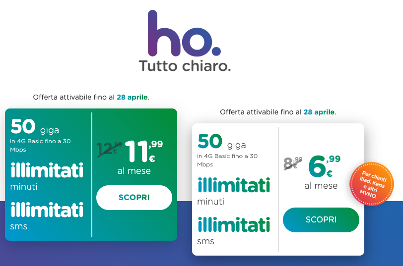 Il prezzo delle offerte ho. Mobile potrebbe aumentare dal 29 aprile ...